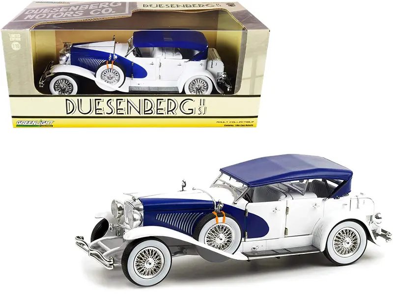 Stunning Duesenberg II SJ Blue & White 1/18 Diecast Model Car by Greenlight