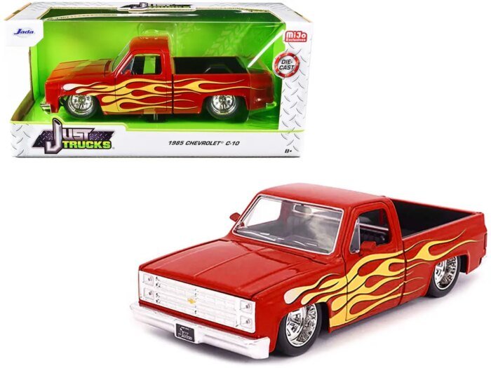 1985 Chevrolet C10 Pickup Truck Diecast Model - Red Flames, 1/24 Scale ...