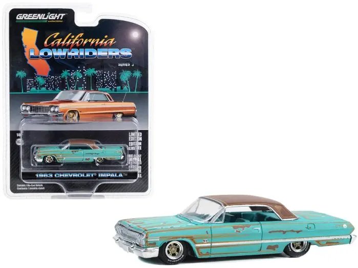1963 Chevrolet Impala Lowrider Teal Patina Diecast Model - California ...