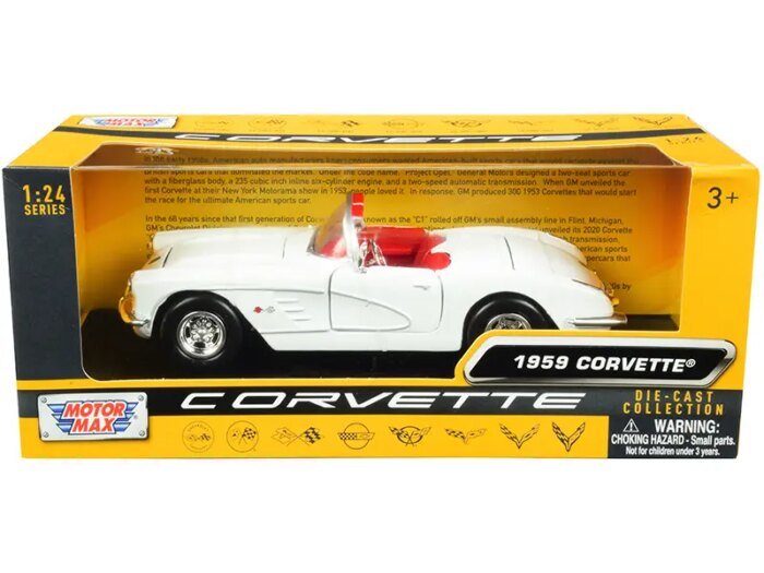 1959 Chevrolet Corvette C1 Convertible Diecast Model Car 1/24 - White ...