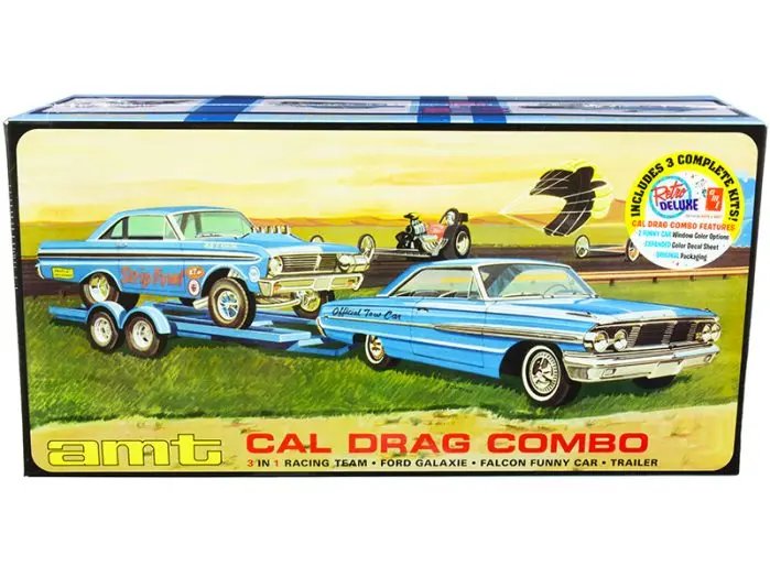 AMT 1/25 Scale Ford Cal Drag Team Model Kit: Galaxie, Falcon Funny Car ...