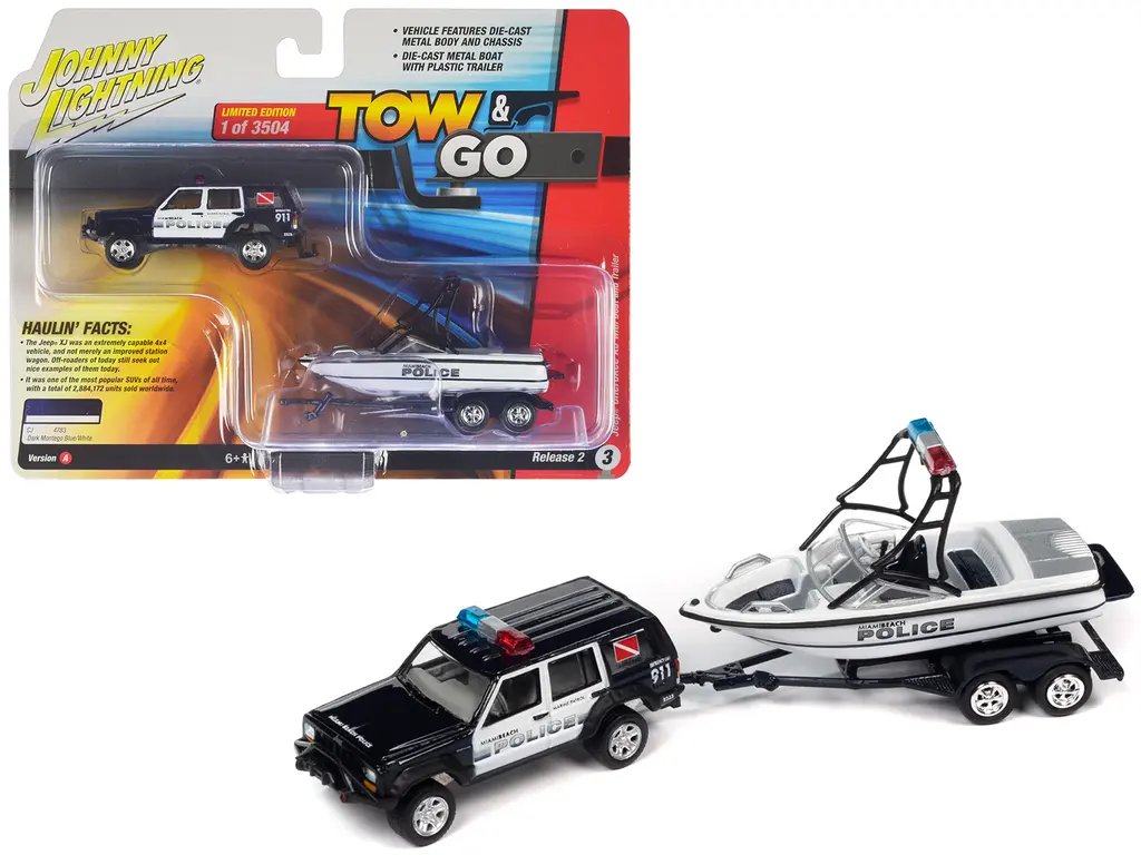 Jeep Cherokee XJ 'Miami Beach Police' Edition with Boat & Trailer Tow ...